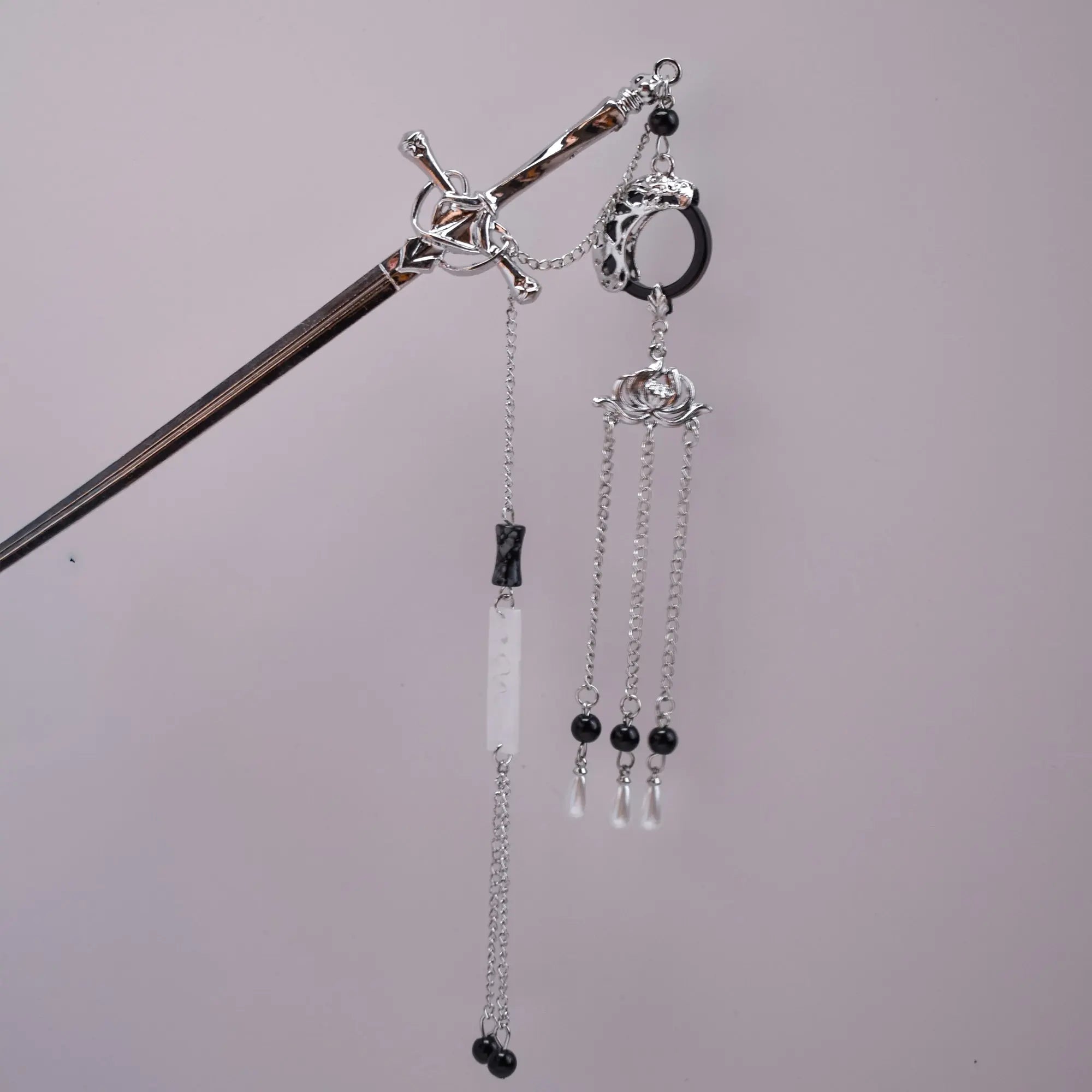 Midnight Rose Sword Hairpin – Silver Blade with Black Accents & – Bling ...